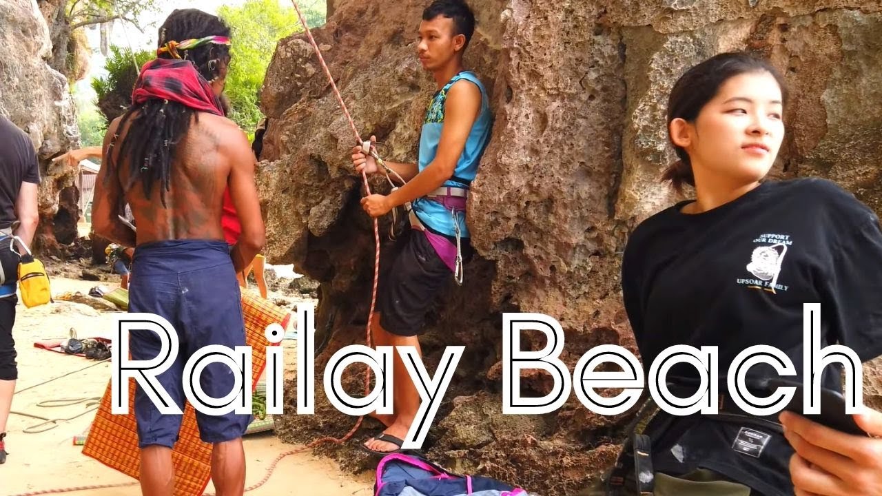 Railay Beach Rock Climbing Walking Tour // Krabi 4K Thailand - YouTube