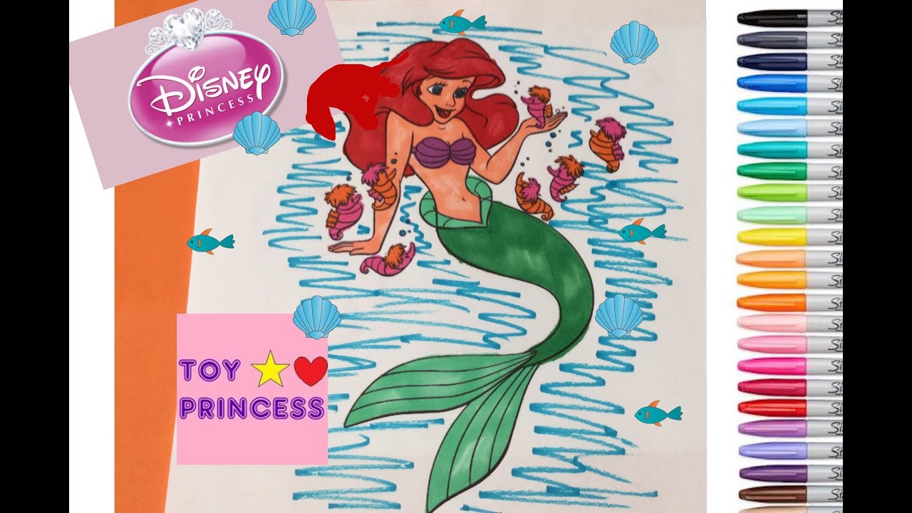 Lets Color Disney Princess Ariel Coloring In Ariel The Little Mermaid ...