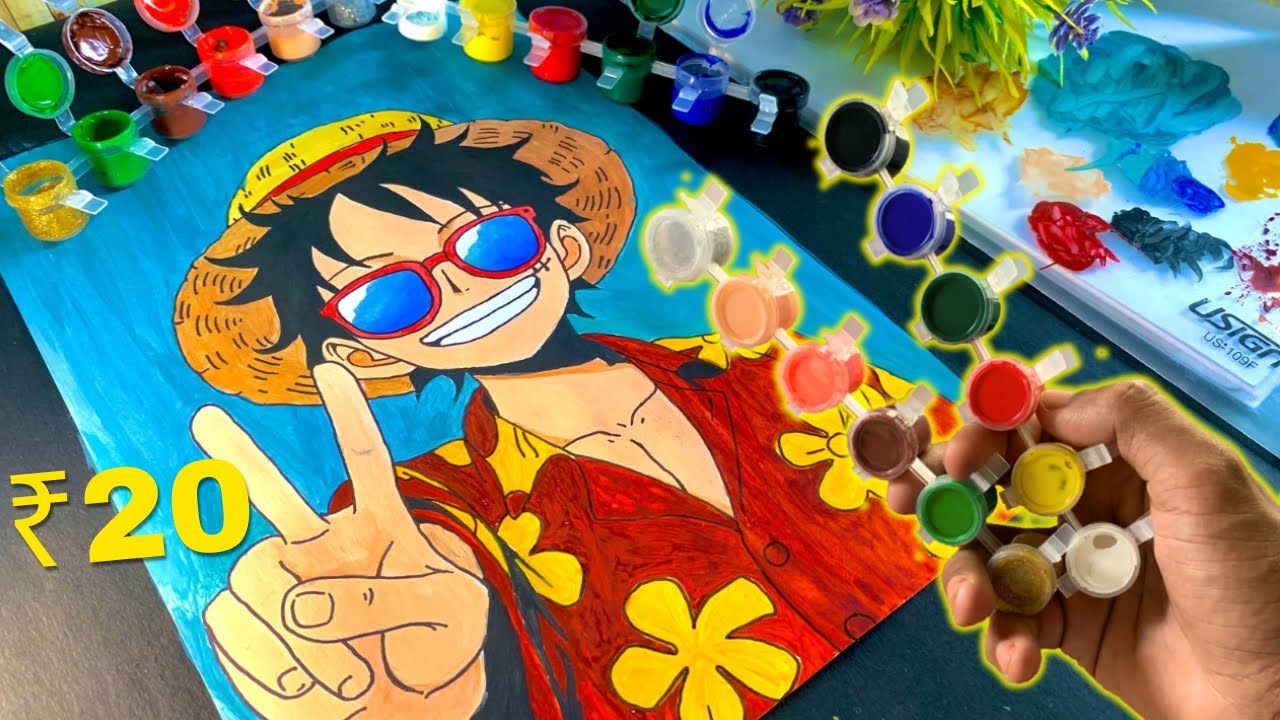 Luffy Drawing With ₹20Watercolours || how to draw Luffy - YouTube