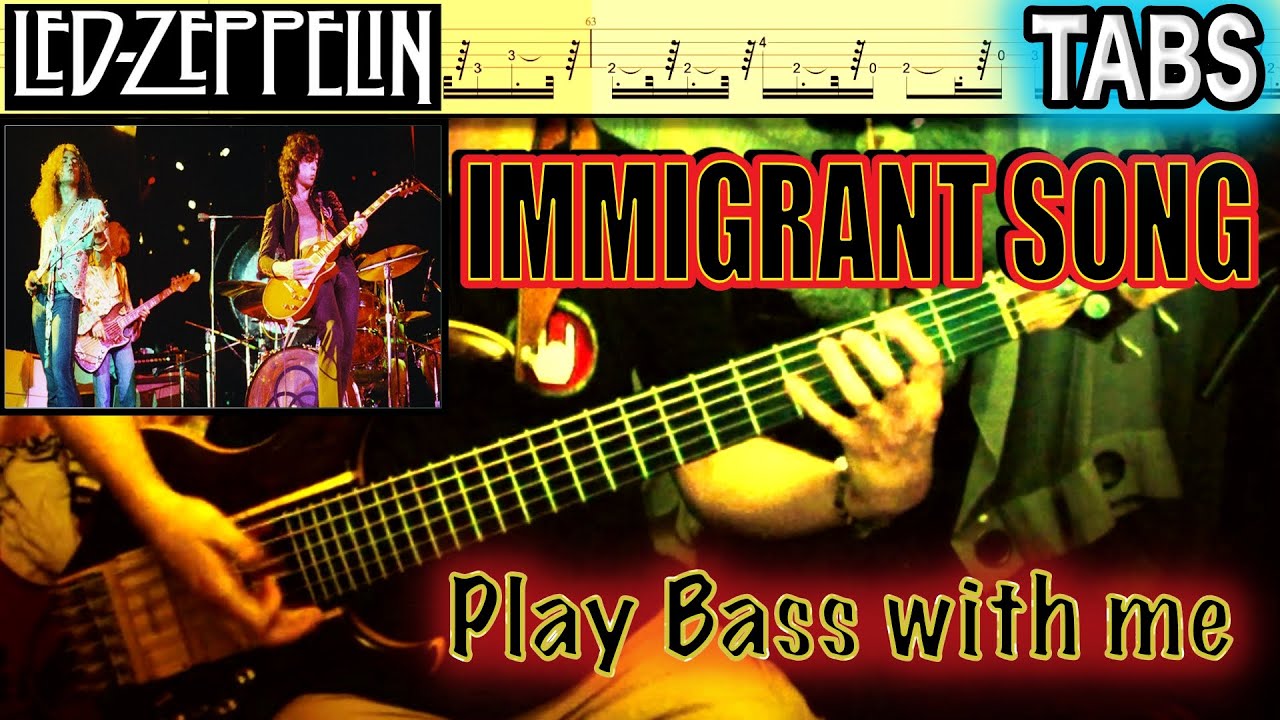 LED ZEPPELIN - Immigrant Song (Bass Cover) + Play along TABS - YouTube