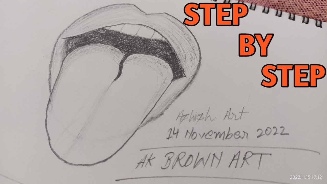How to draw tongue with mouth || Step by Step || AK BROWN ART - YouTube