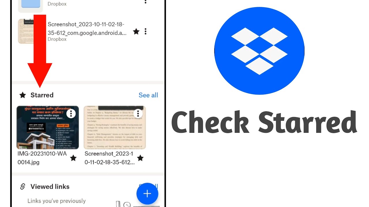 how to check starred files photo video in dropbox app - YouTube