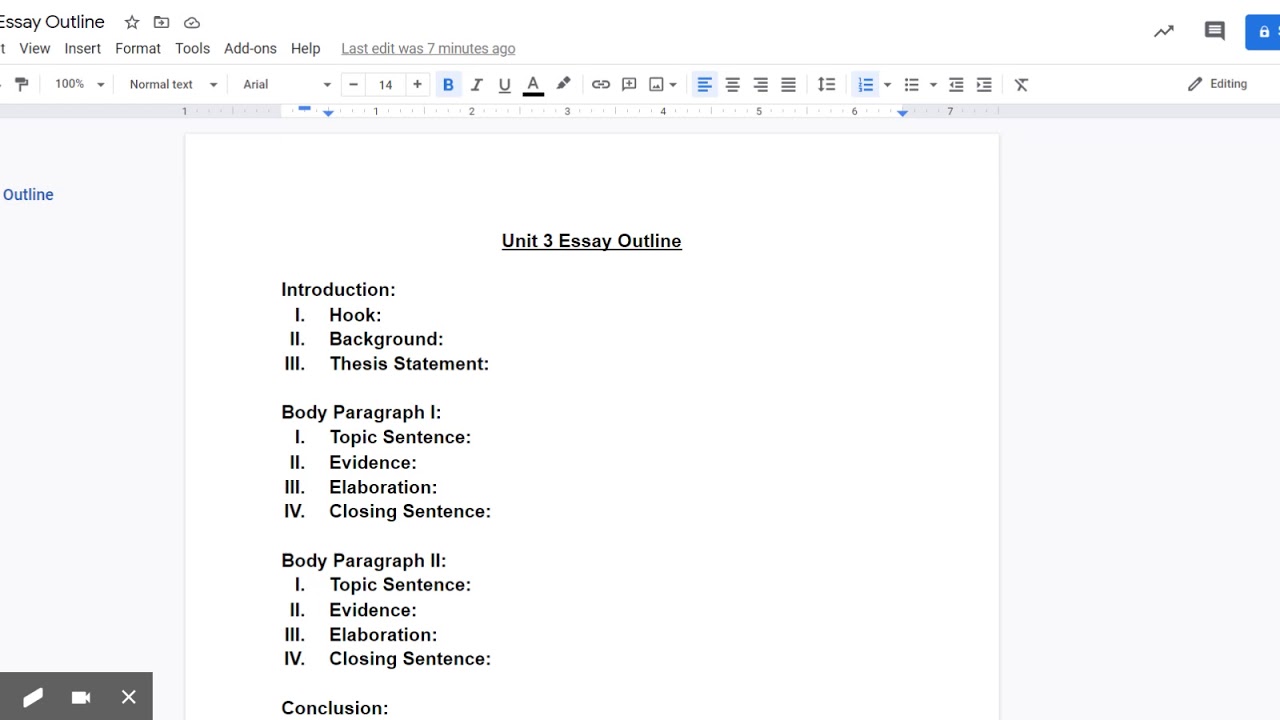 Unit 3 Essay Outline - Google Docs - YouTube