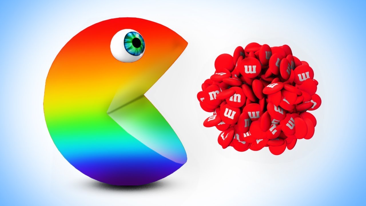 Learn Colors with RAINBOW PACMAN and M&Ms Magic Chocolate Candies ...
