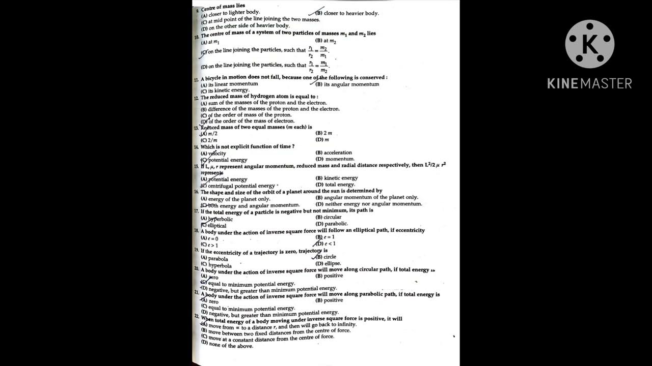 Mechanics/coordinate system/ inverse square law force MCQ/ NET/GATE/ENTRANCES/MSC/MASTRE CADRE ...