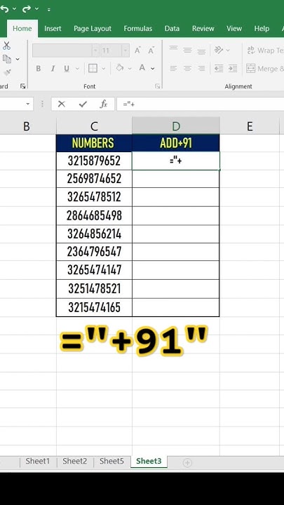 How To Add +91 In Front Of Numbers | Excel Tips | #shorts #youtubeshorts #viralshorts #153 - YouTube