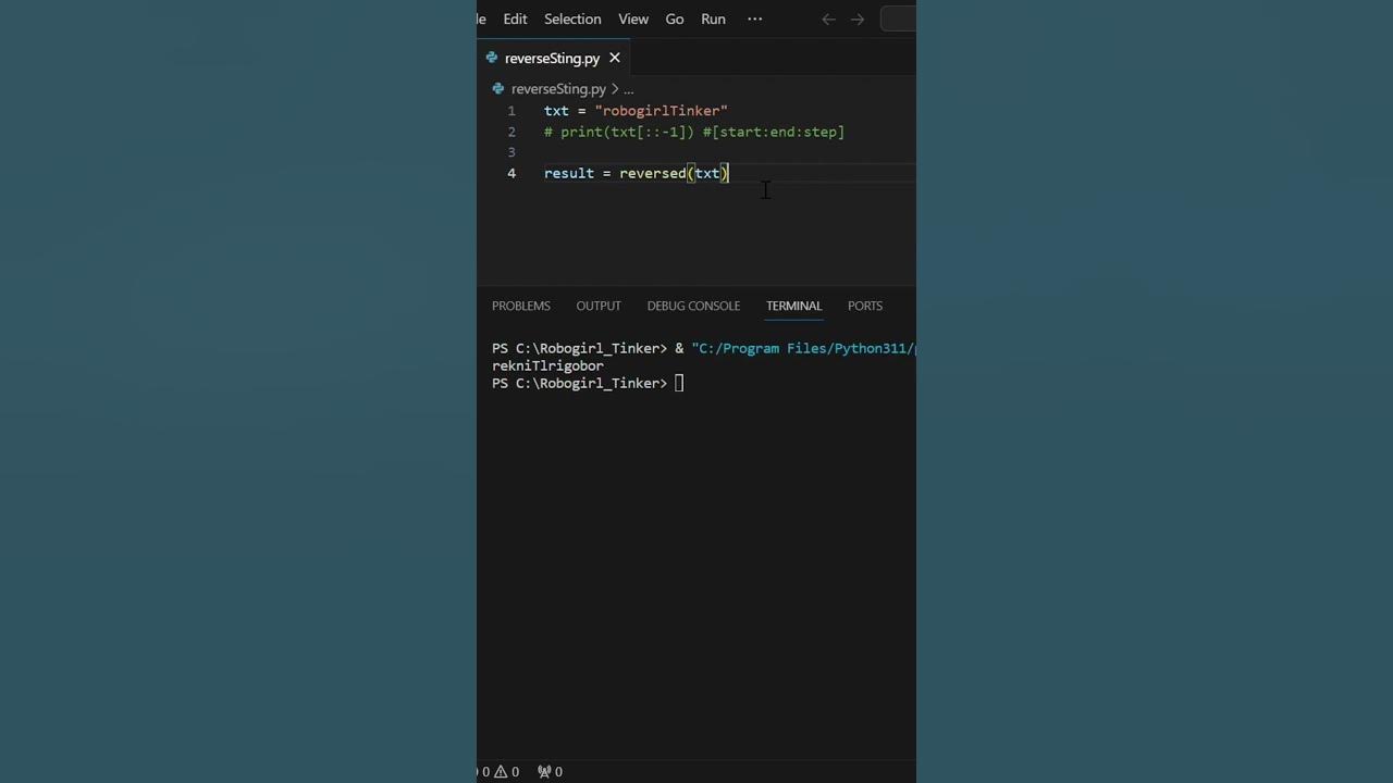 Reverse String in Python #python #interview #codingtutorial #code #pythonprogramming #shorts # ...