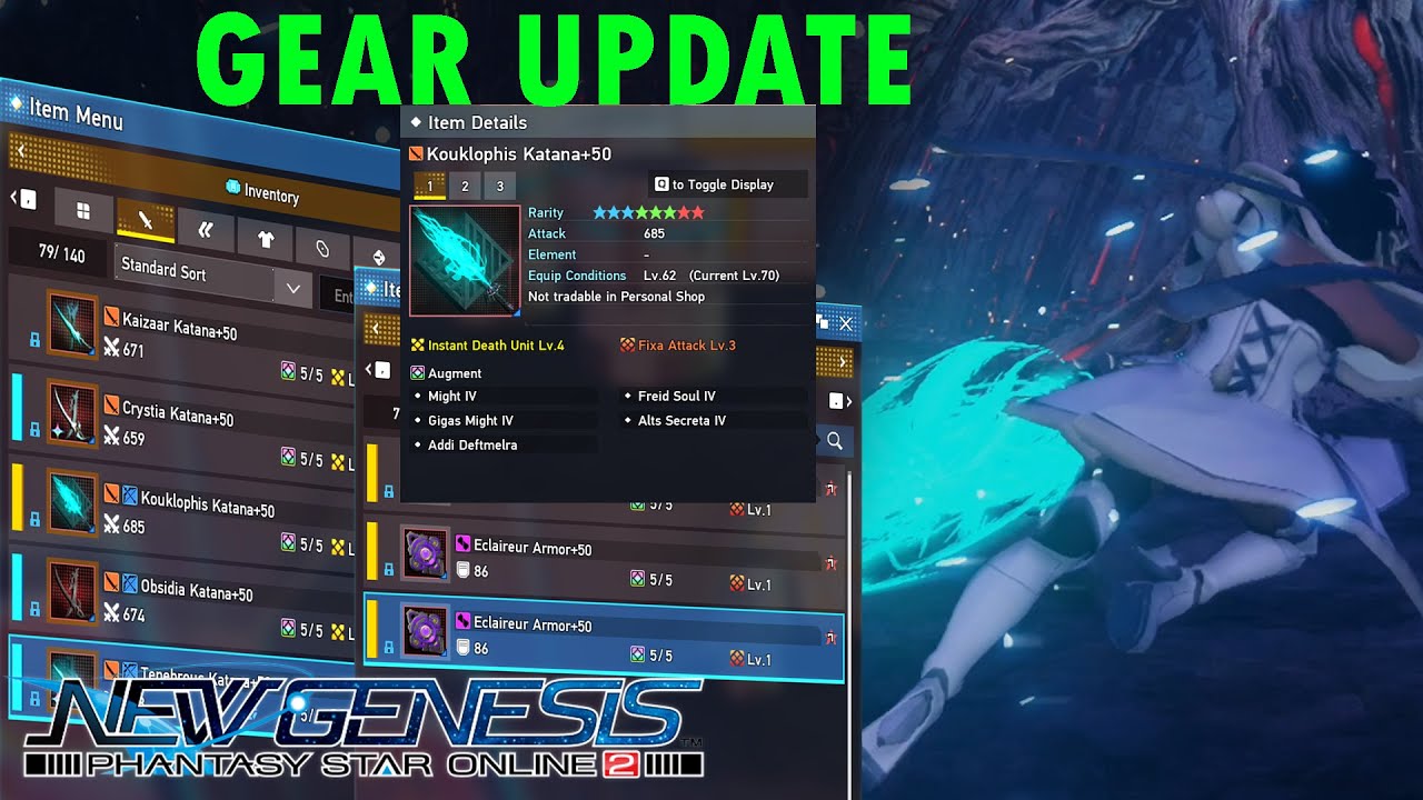 PSO2:NGS I upgraded my gear, rip my meseta. gear update - YouTube