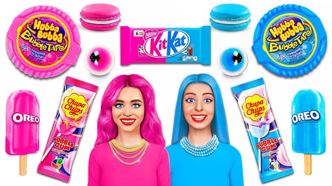 Desafío Alimentario de Color Rosa VS Azul | Desafío de Comida de Un ...