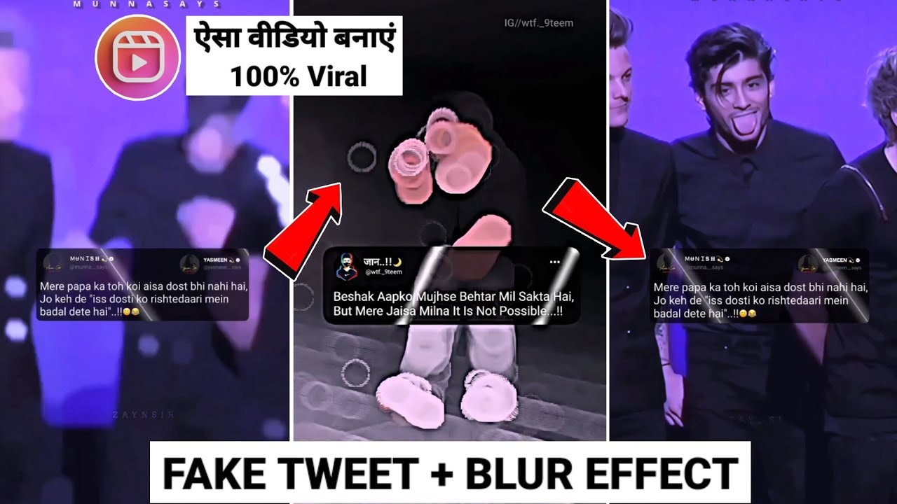 How To Make Tweet Video For Instagram Reels | Blur Effect + Fake Tweet ...