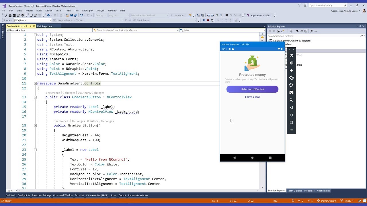 Boton Con Degradado Para Xamarinforms Usando Ncontrol Youtube