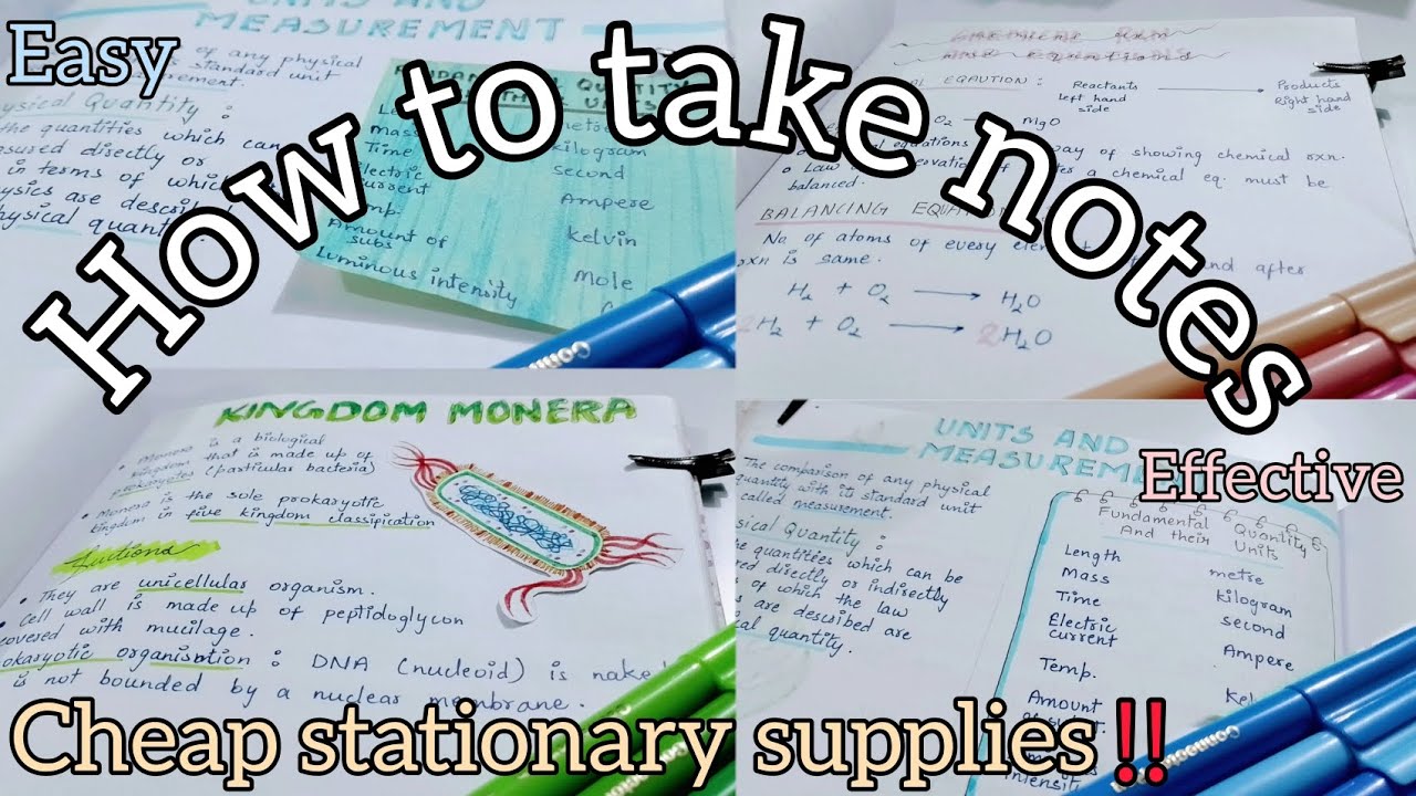 How to take notes ‼️ with cheap stationary supplies #stationery # ...