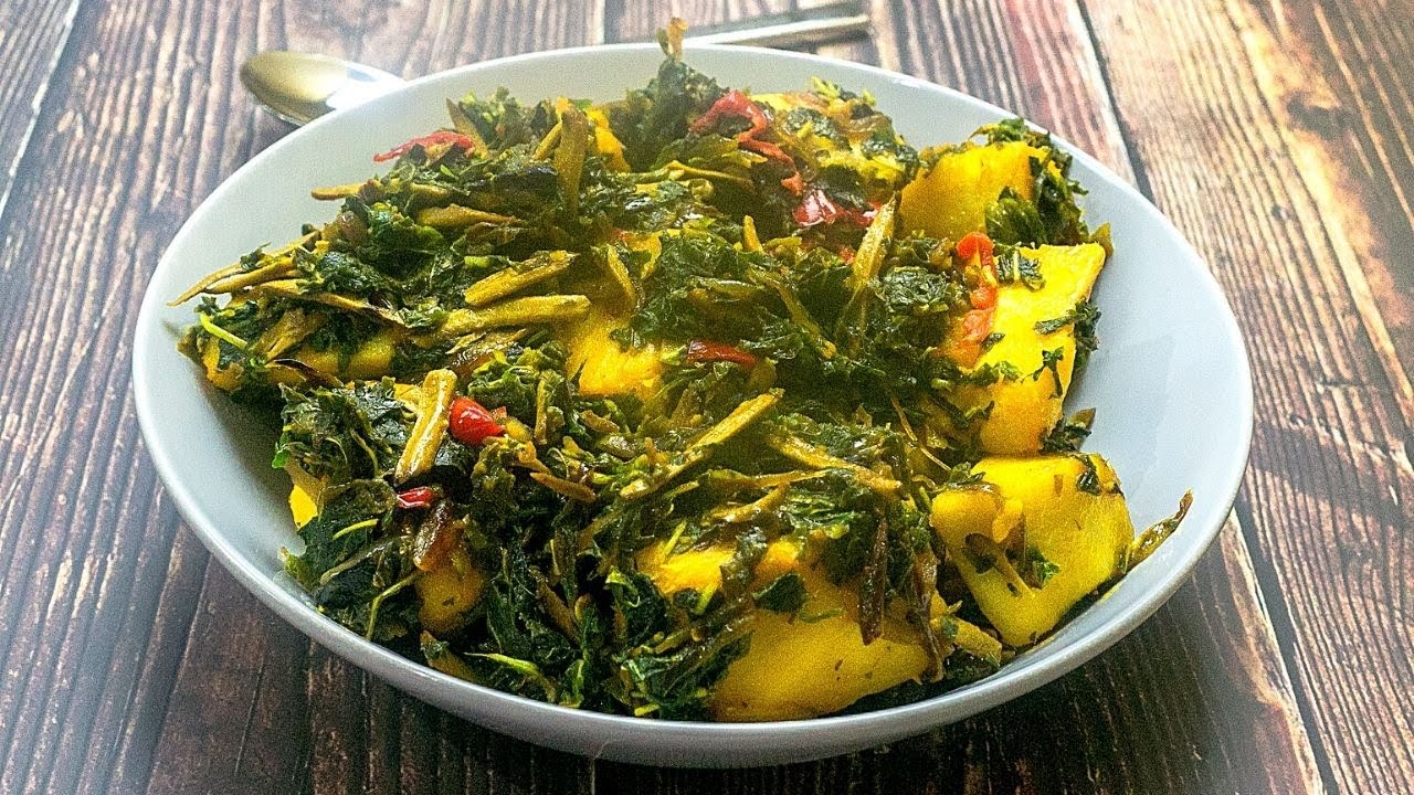 Vegetable yam || How to cook vegetable yam with ukpaka (Oil bean seeds ...