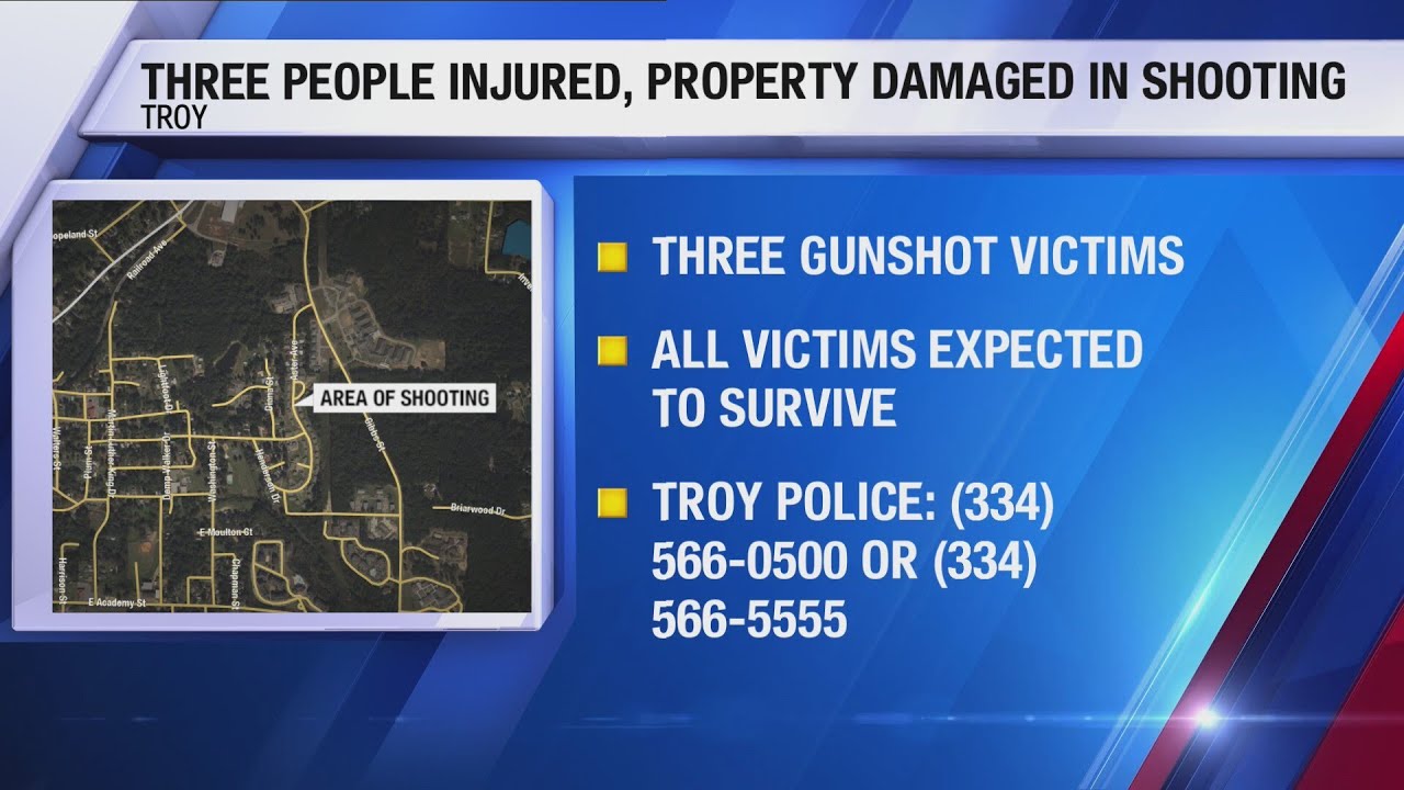 Three people injured, property damaged in Troy shooting - YouTube