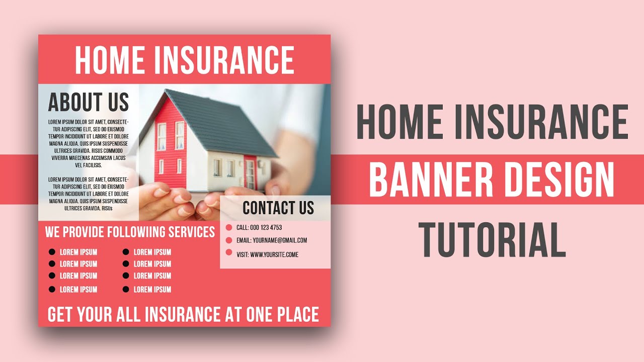 How to make Home Insurance Banner Design in Photoshop - Photoshop ...