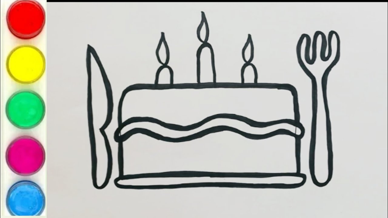 How to draw and colour a birthday cake | drawing & colouring for kids ...
