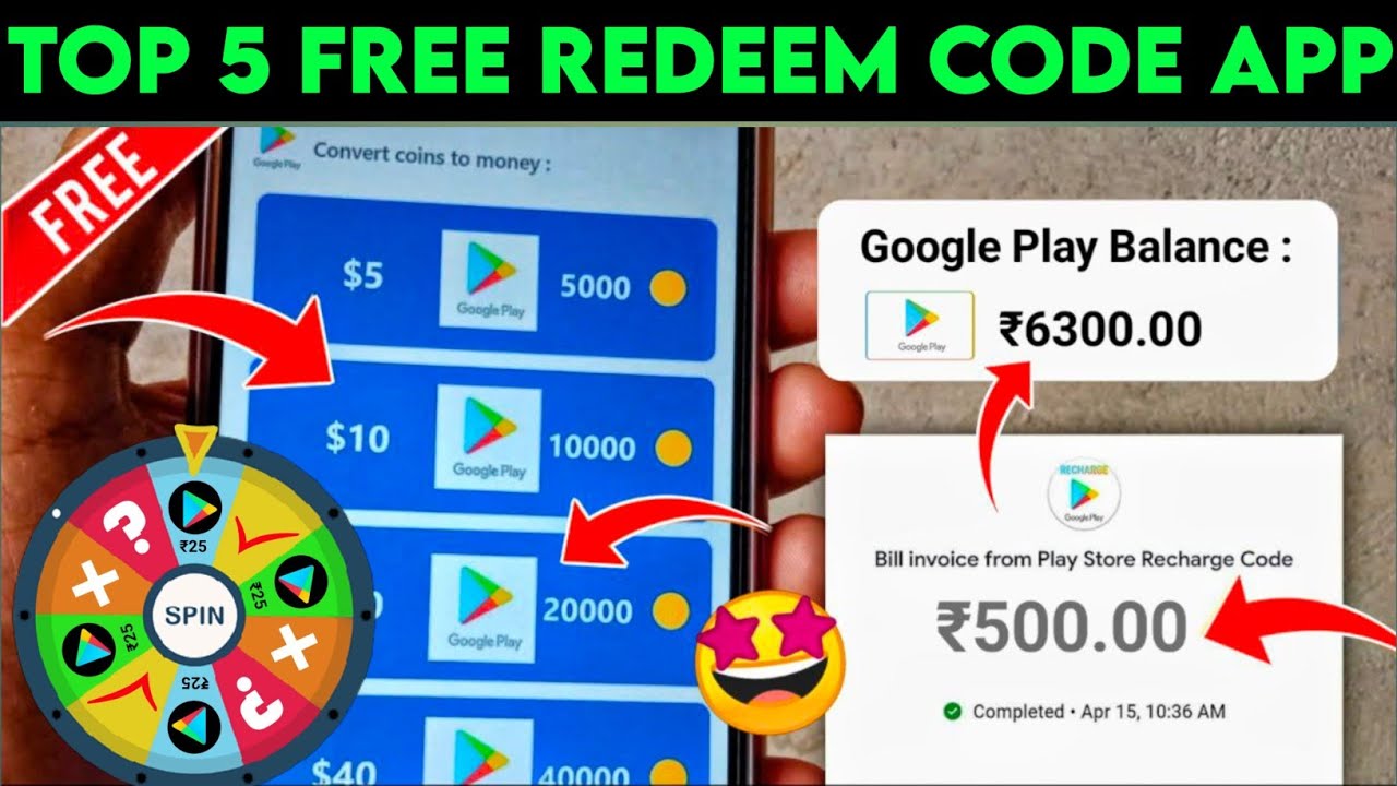Top - 5 Redeem Code App | Free Google Play Redeem Code | Free Redeem ...