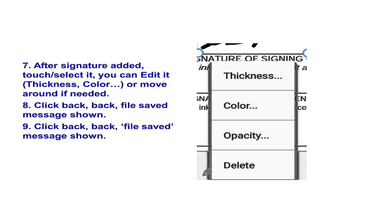 Sign your signature by finger on PDF file by using smartphone, Android ...