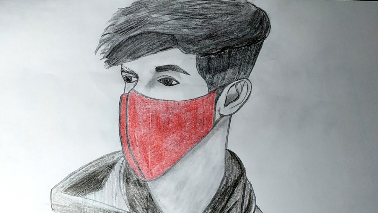 How to draw a beautiful boy with face mask | Art | A Boy with Face Mask ...