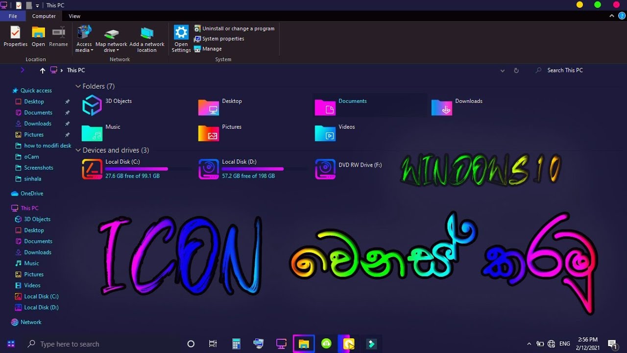 How To Customize Your Windows 10 Icons || Sinhala Tutorial (Part 02 ...