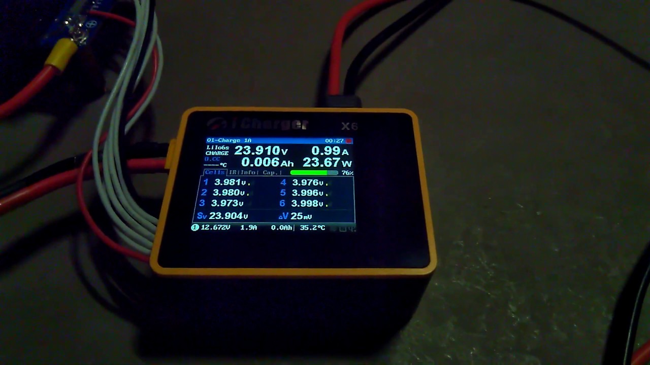 iCharger X6 charging lithium from lead acid :P - YouTube