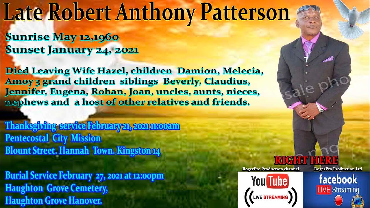 Robert Anthony Patterson funeral service February 27, 2021 Full video ...