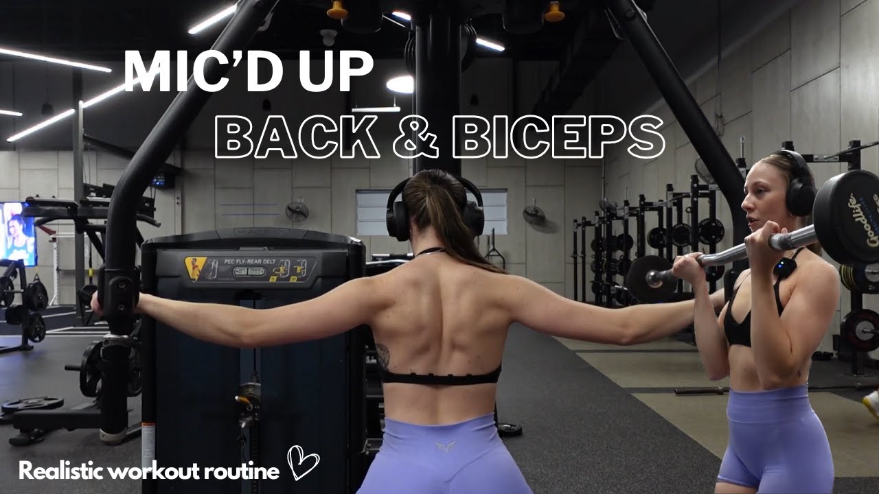 MIC'D up back and bicep workout| Realistic gym session - YouTube