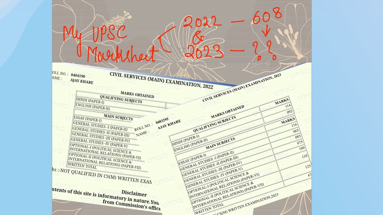 My upsc (2022&2023) mains marksheet comparison. UPSC result 2023. #upsc ...