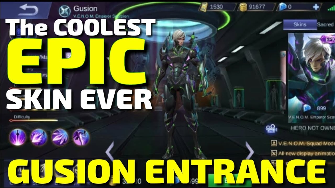 GUSION EPIC VENOM SKIN ENTRANCE APPEARANCE - YouTube