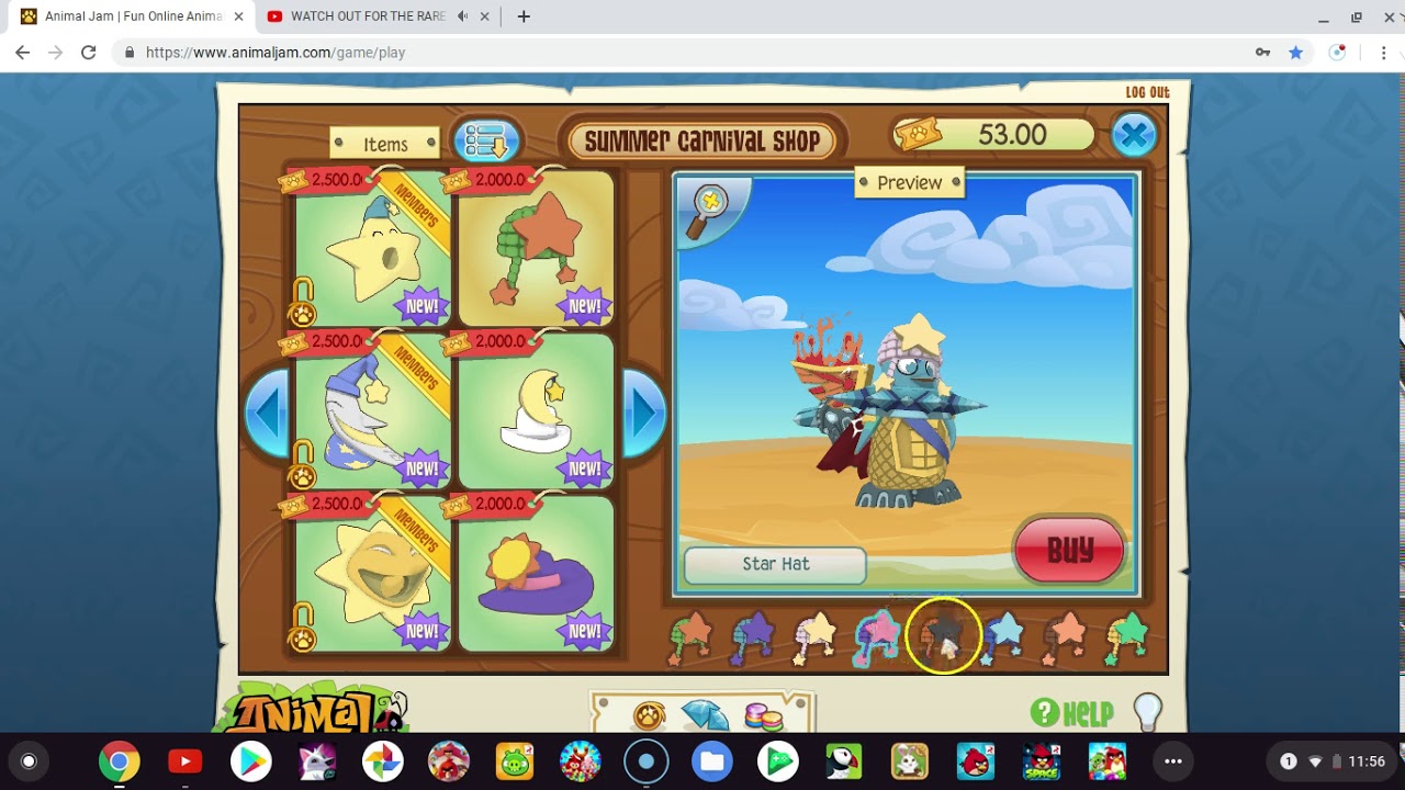 star hats and moon hats are back! animal jam - YouTube