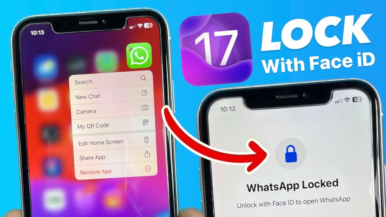 Lock Whatsapp with face iD or Passcode on iPhone (iOS 17) - YouTube