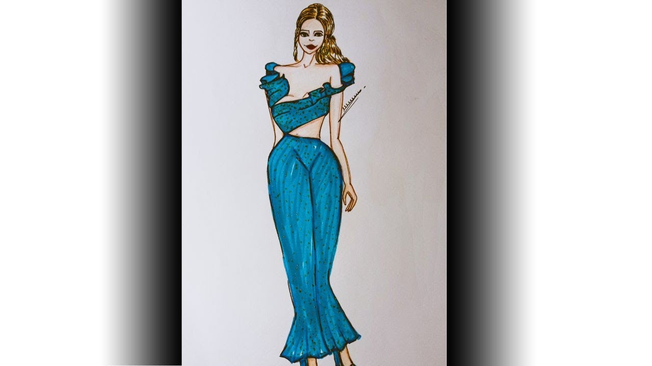 How To Draw A girl Dress/Easy simple Cropped tops design ...