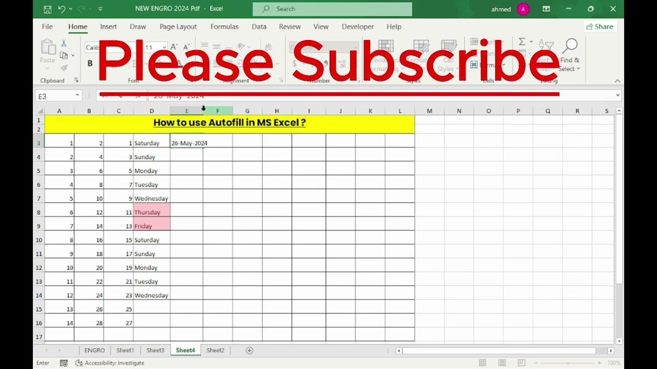 How to use Autofill in MS Excel ? || 2024 - YouTube