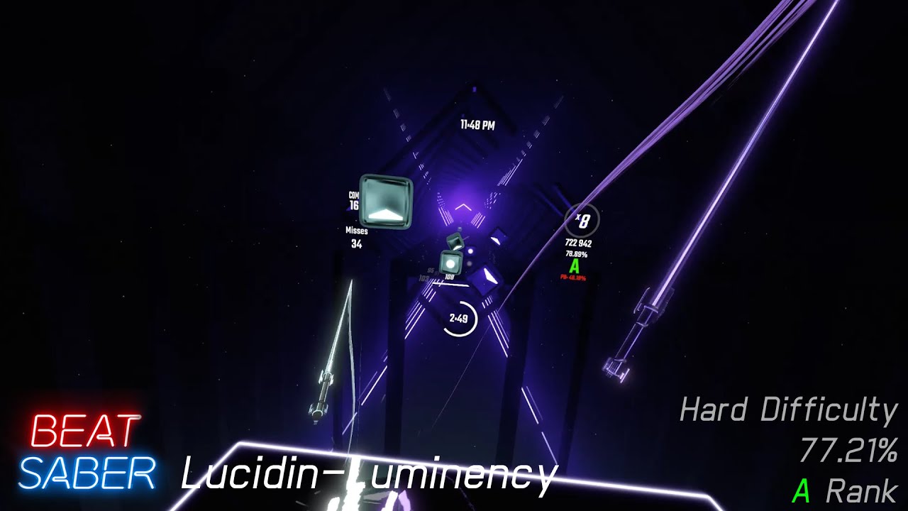 Beat Saber | Lucidin - Luminency - Hard Difficulty, 77.21% - YouTube