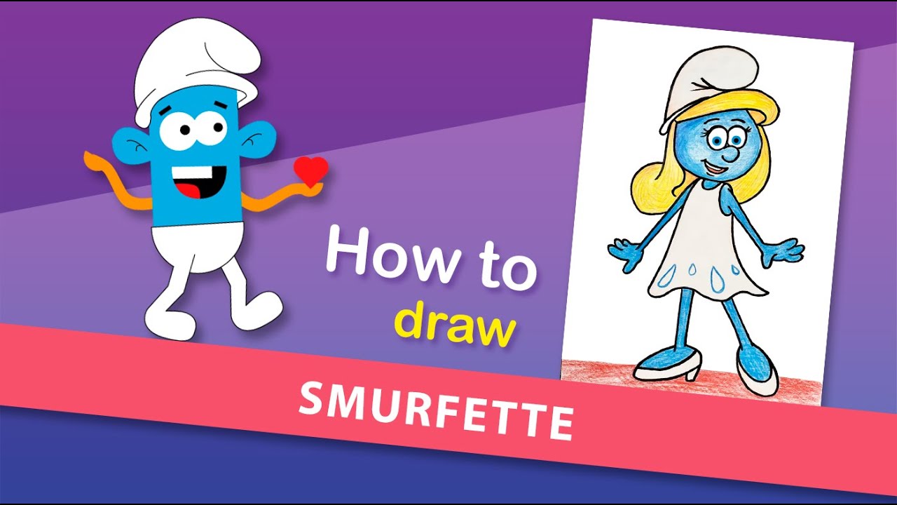 How to draw cute Smurfette. Draw character Smurfette - The Smurfs ...