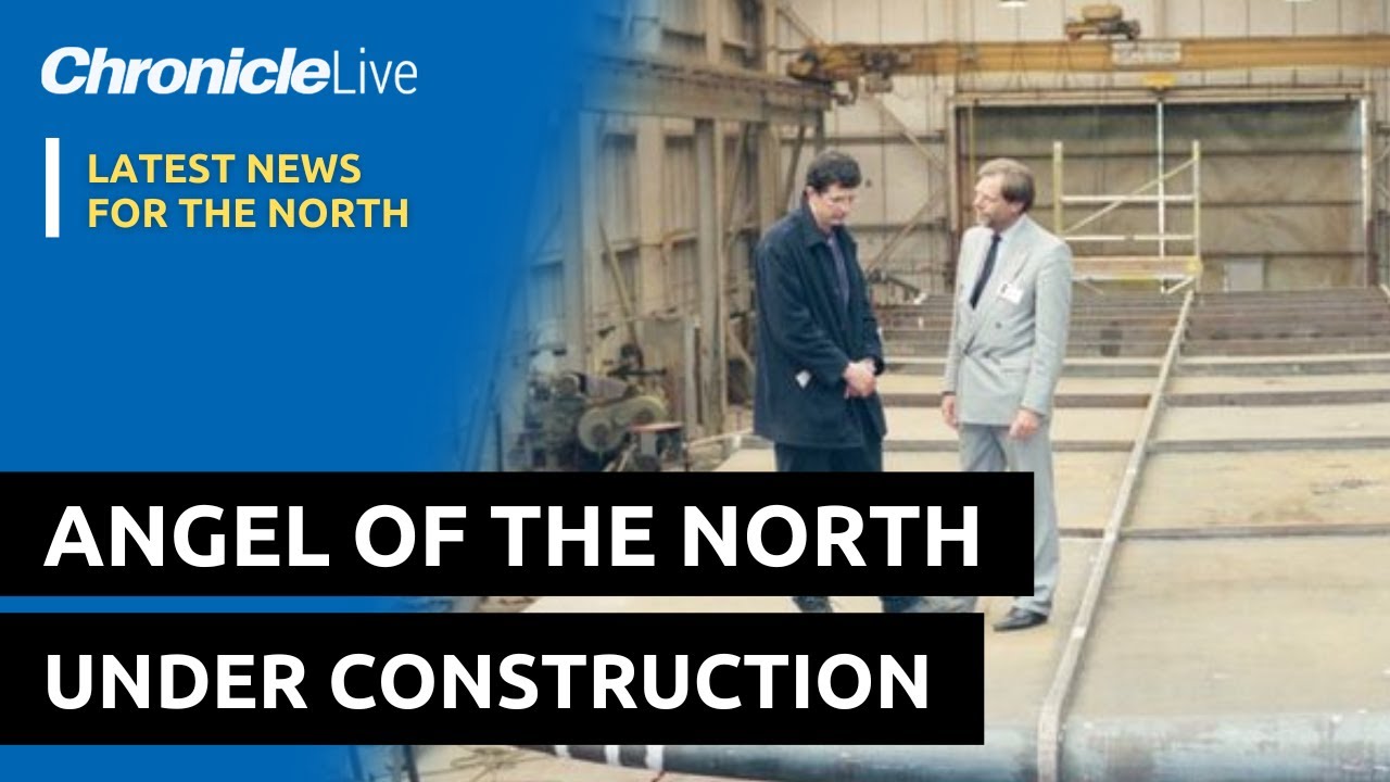 The Angel of the North under construction 25 years ago - YouTube