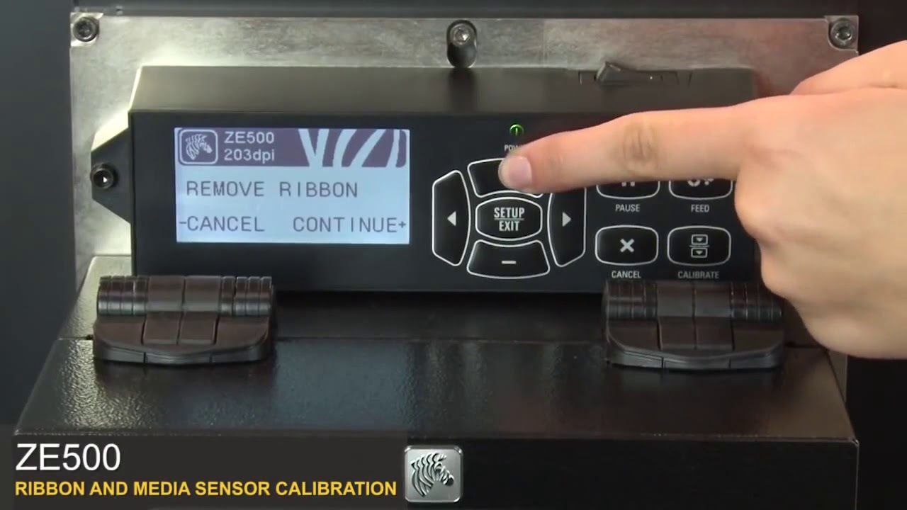 Zebra ZE500 Print Engine Calibrar etiqueta e ribbon - YouTube