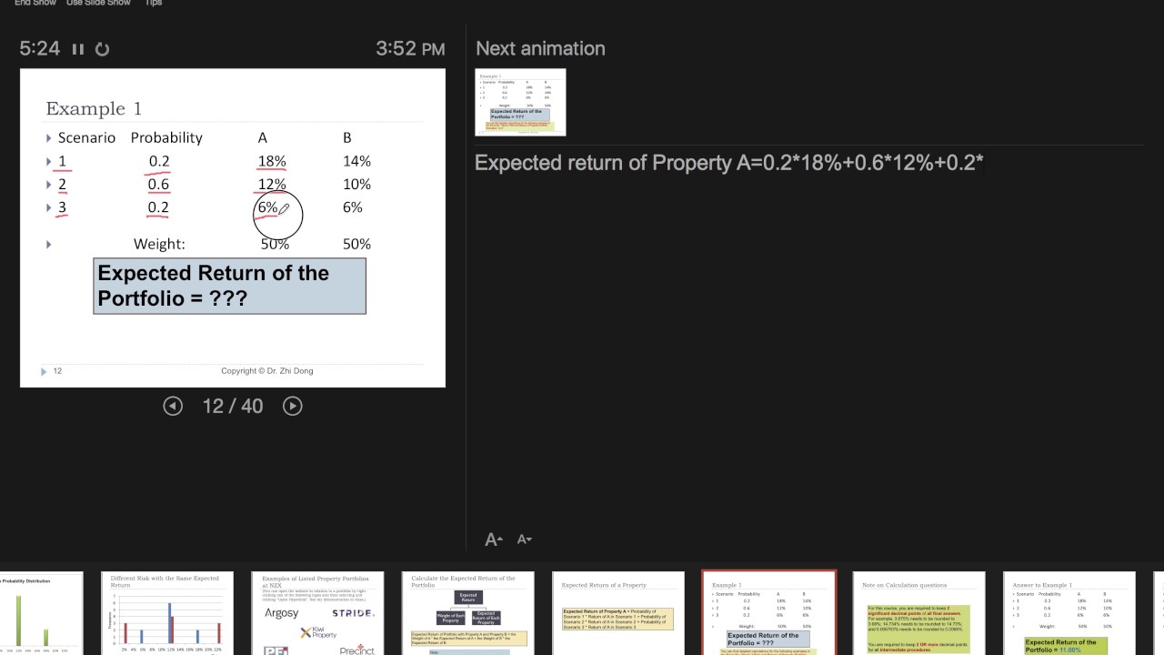 Calculation of expected return for individual real estate and an ...