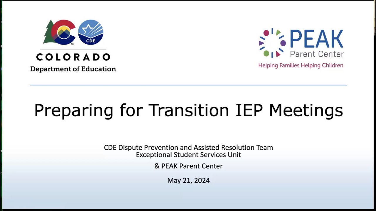 Preparing for a Transition IEP Meeting - YouTube
