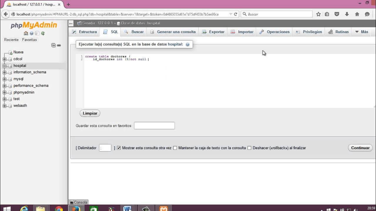 Como Crear Una Base de datos en el servidor web xampp y en el servidor de datos MYSQL - YouTube