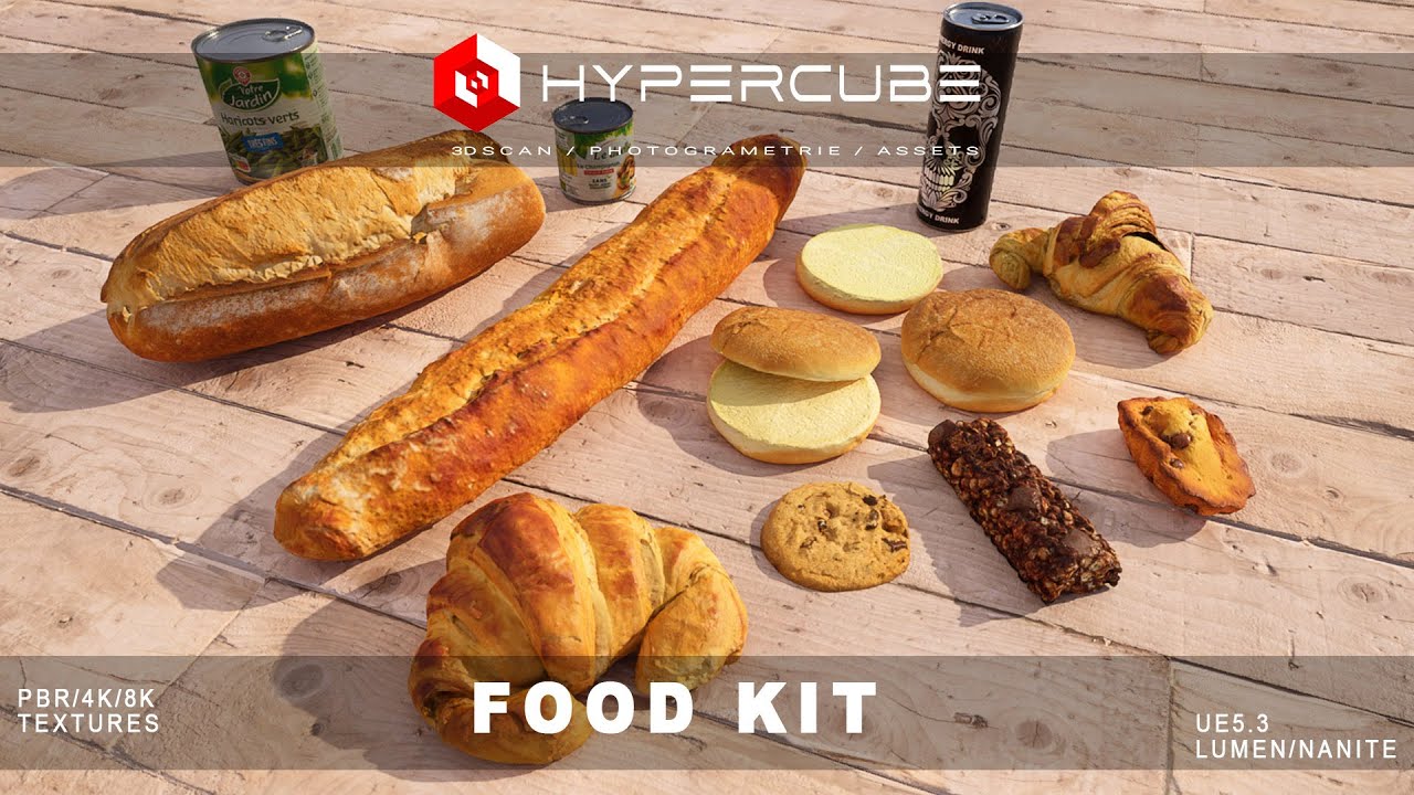 HYPERCUBE FOOD kit UE5 photogrammetry asset - YouTube