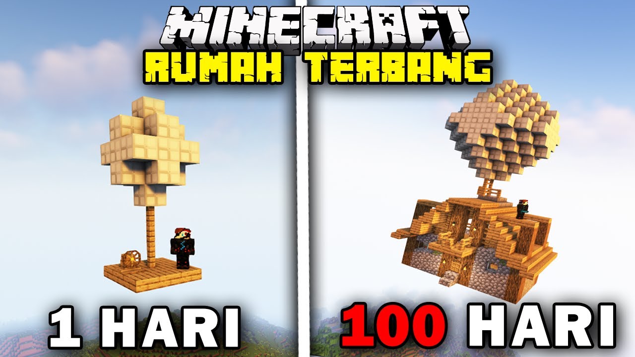 100 Hari Minecraft Rumah Terbang - UP - YouTube