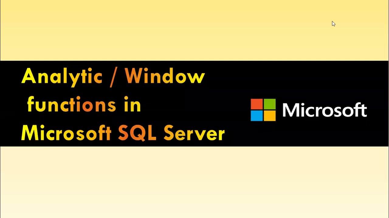 Analytic Functions In Sql Server Youtube