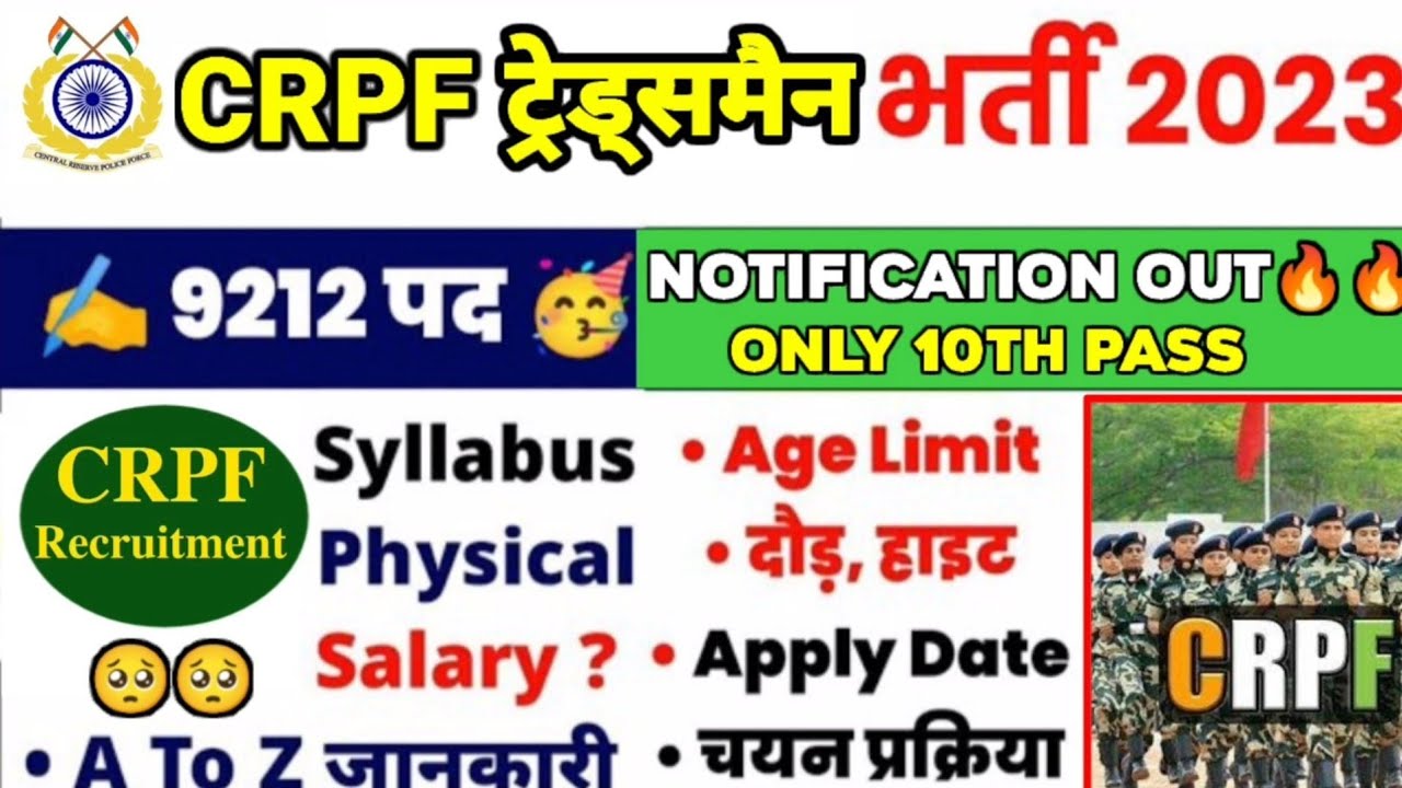 CRPF New Vacancy 2023 (सम्पूर्ण जानकारी ) | CRPF Constable Recruitment ...