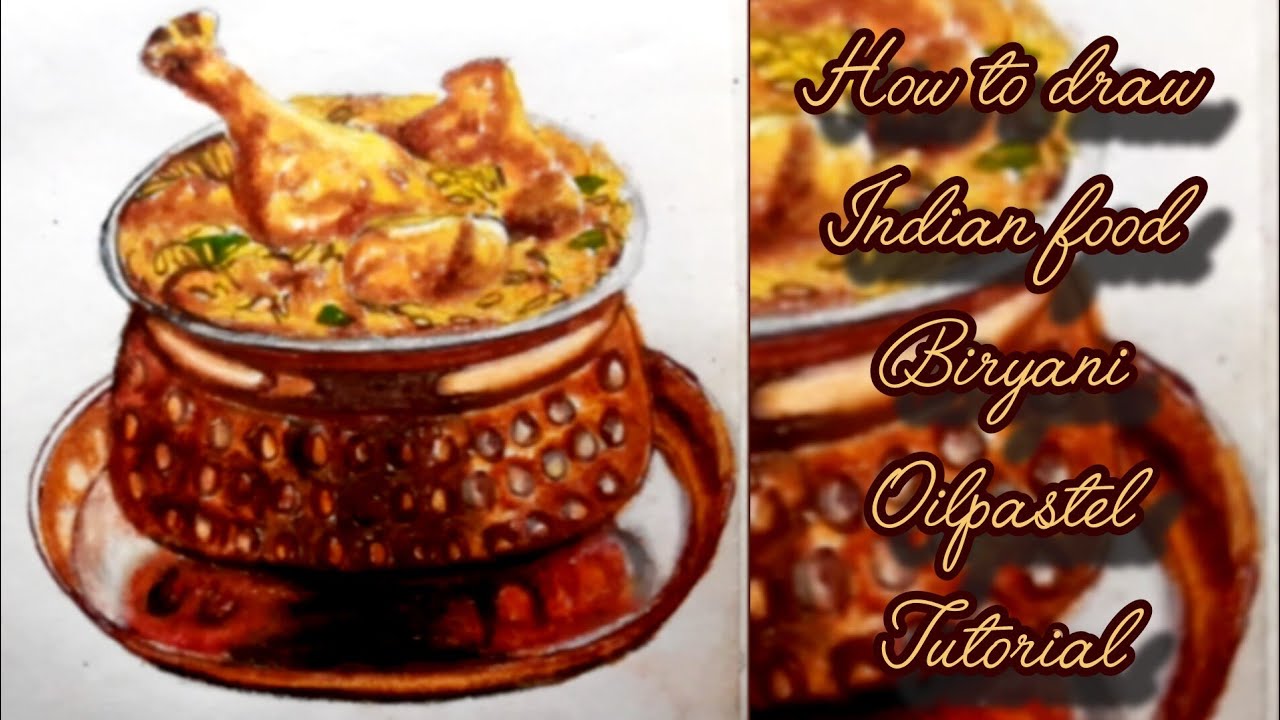 How to draw Indian food biryani tutorial #howto #drawing #indianfood # ...