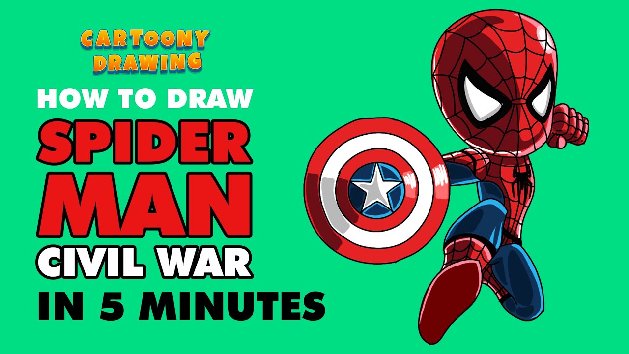 Spider Man - The civil war shield - How to draw #spiderman in five ...