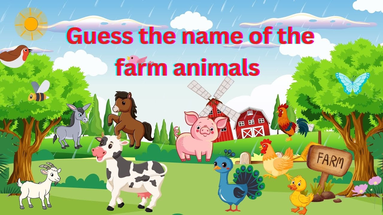 Guess the name of the farm animals - YouTube