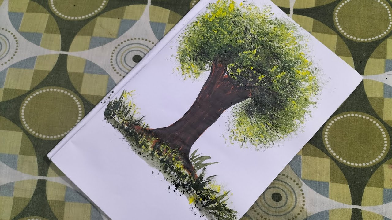 easy tree painting. paper crush painting - YouTube