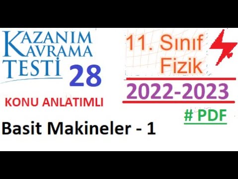 11. Sınıf | Fizik | Kazanım Testi 28 | Basit Makineler 2 | MEB | AYT Fizik| 2022 2023 | EBA | OGM Ma
