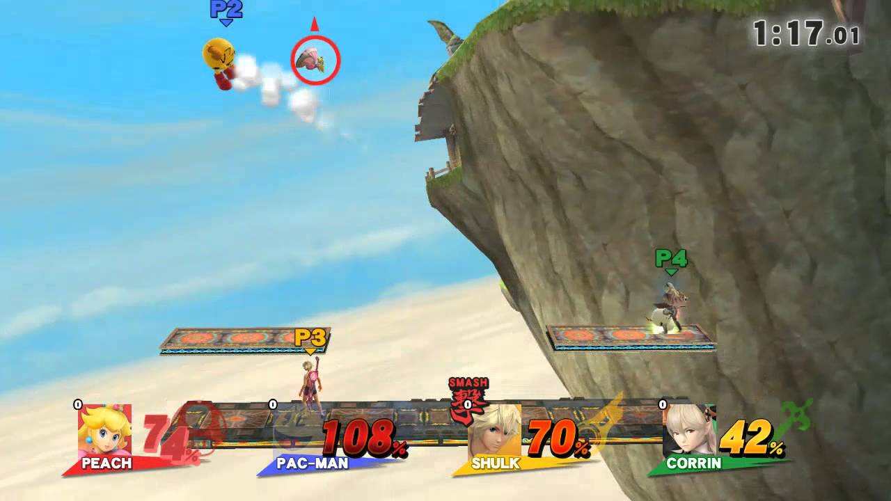 Super Smash Bros Wii U Online Battle Peach vs. PAC-MAN vs. Shulk vs ...